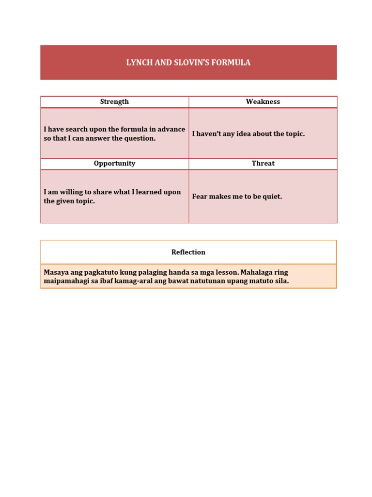 Lynch and Slovin'S Formula | PDF | Statistical Theory | Statistical ...