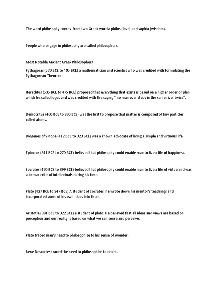 The Word Philosophy Comes From Two Greek Words | PDF | Ancient Greek ...