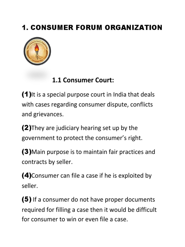 Consumer Forum Organization | PDF | Consumer Protection | Complaint