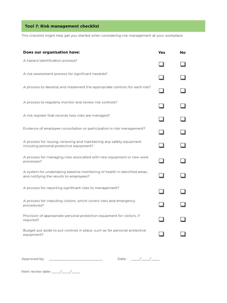 7 Risk Management Checklist | PDF