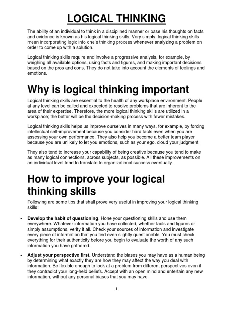 Logical Thinking | PDF | Critical Thinking | Thought