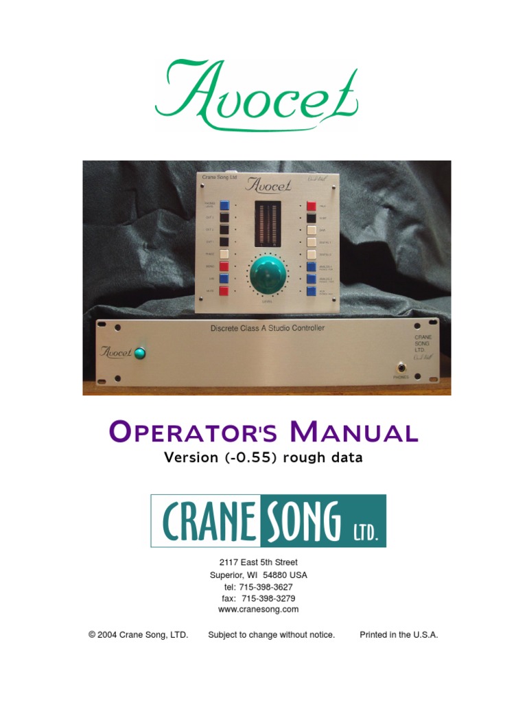 Avocet Manual 2 | PDF | Amplifier | Headphones