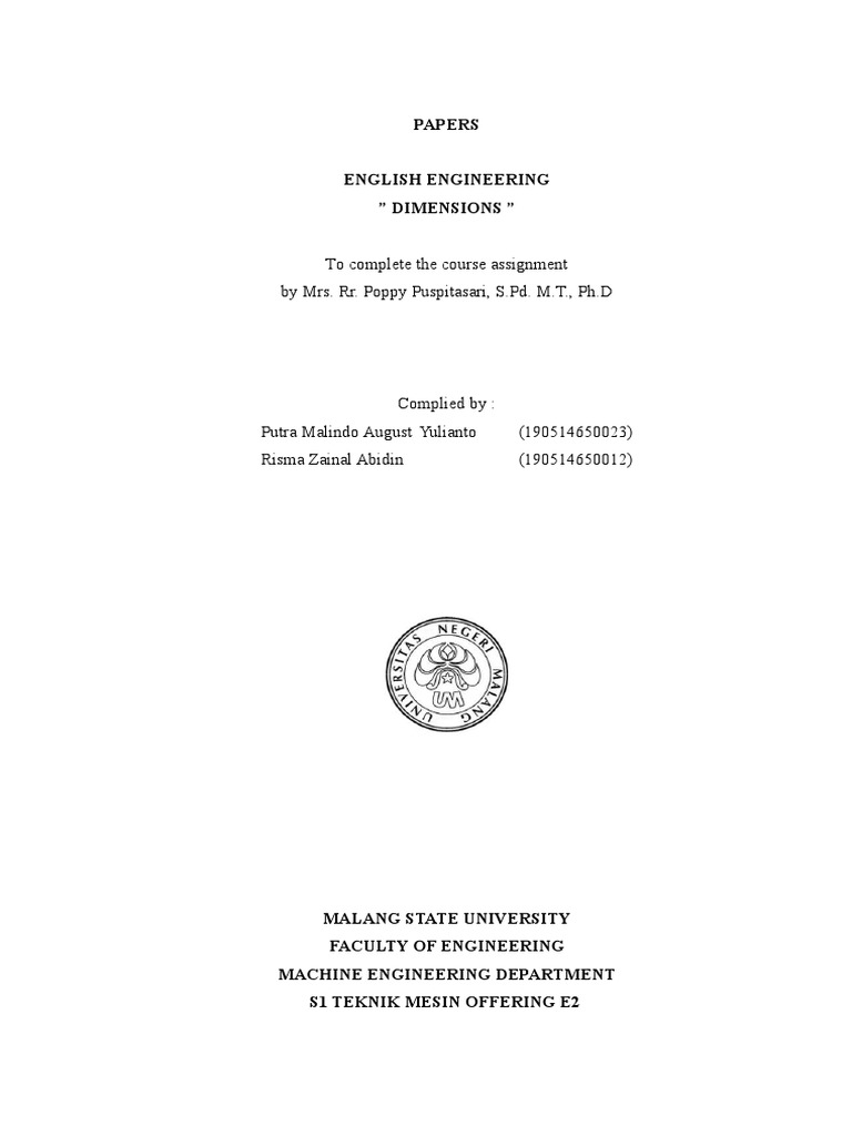 Papers: To Complete The Course Assignment by Mrs. Rr. Poppy Puspitasari ...