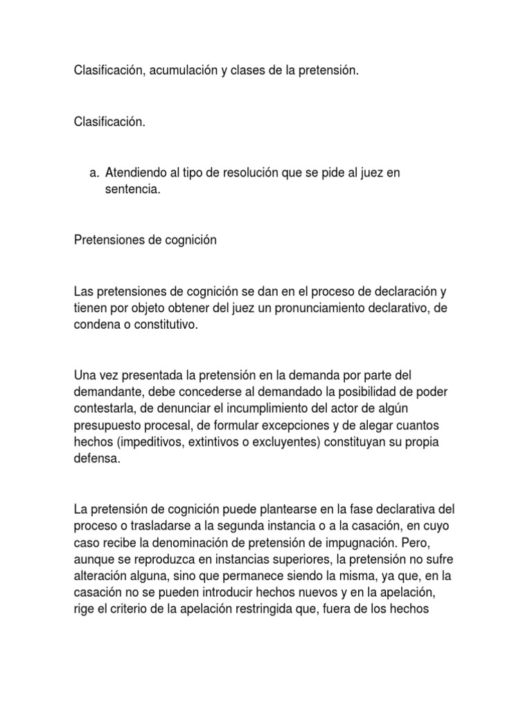 Clasificación de Pretensiones Procesales | PDF | Ley procesal | Demanda ...