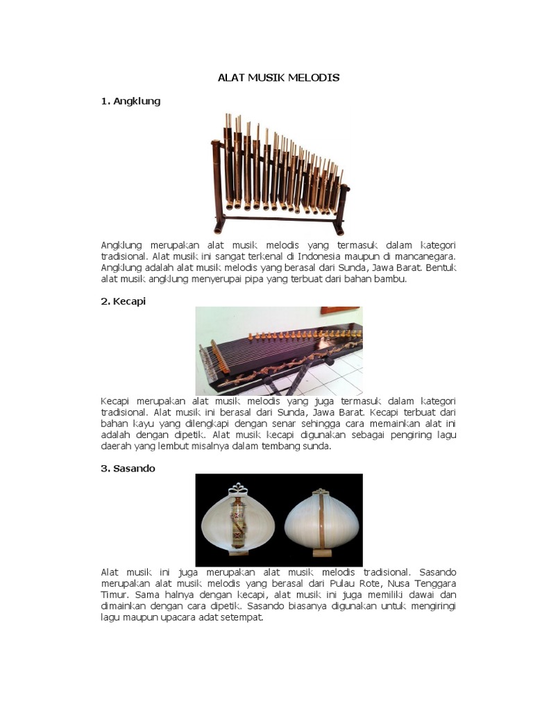 Alat Musik Melodis Tradisional dan Modern | PDF | Seni