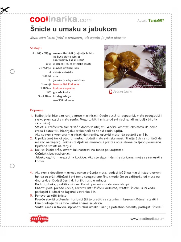 Snicle U Umaku S Jabukom | PDF | Cooking, Food & Wine