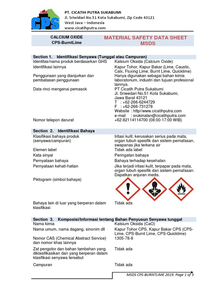LDKB Msds Cps Burnlime | PDF
