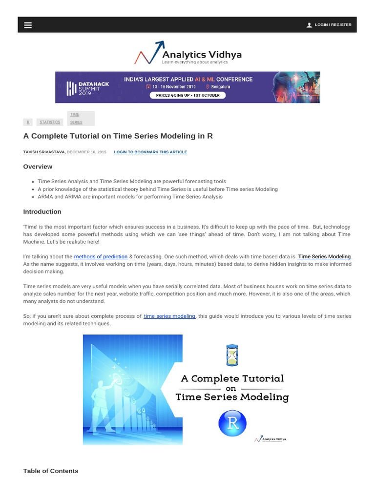 A Complete Tutorial On Time Series Modeling in R: DECEMBER 16, 2015 | PDF | Stationary Process ...