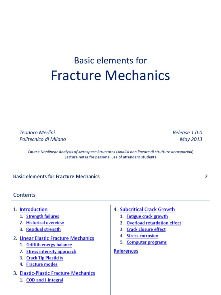 1 Fracture Mechanics PDF | PDF | Fracture Mechanics | Fracture