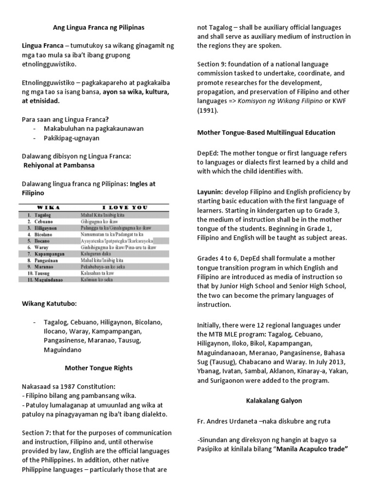 Filipino Reviewer | PDF | Tagalog Language | Languages Of Southeast Asia