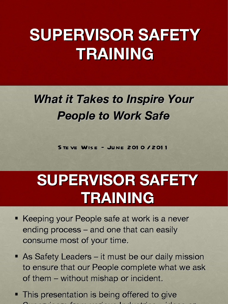 Supervisor Safety Training | PDF | Safety | Personal Protective Equipment