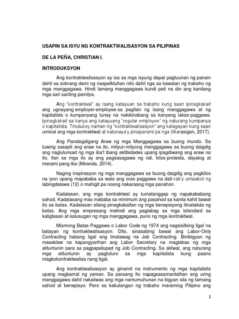 KONTRAKTWALISASYON | PDF