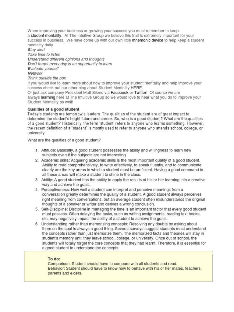 Student Mentality Mnemonic Device | PDF | Concept | Understanding