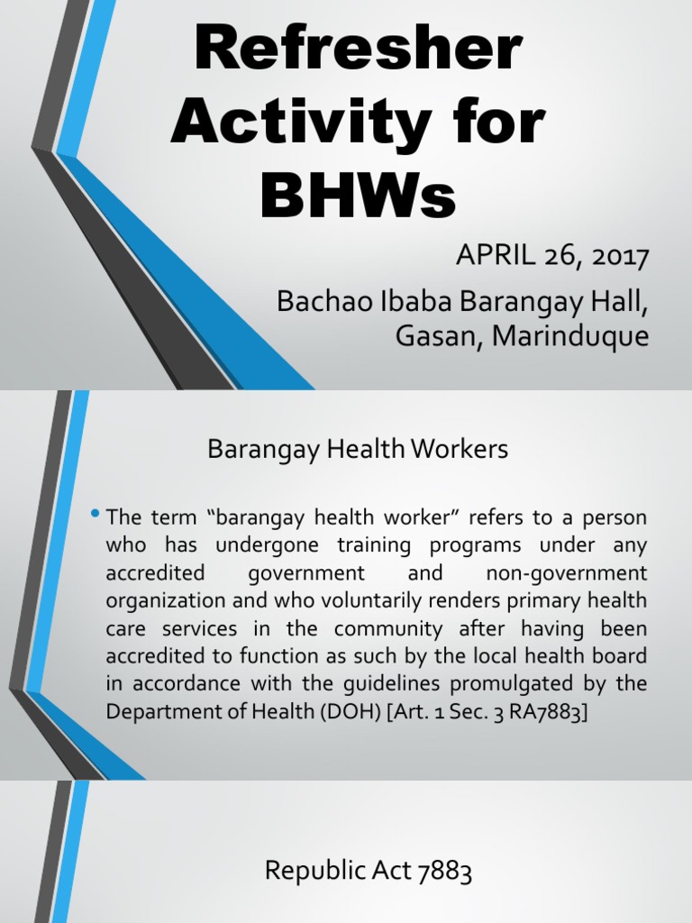 Assessment, Evaluation and Refresher Activity For BHWs | PDF | Blood ...
