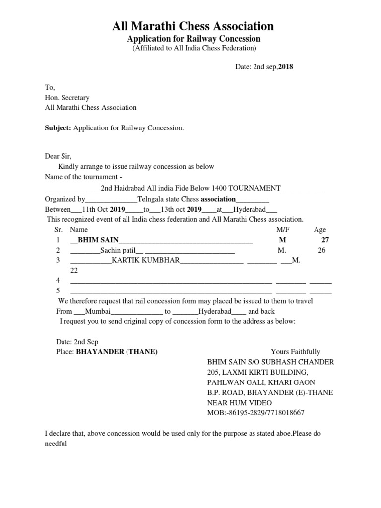 Rail Concession Application Form | PDF