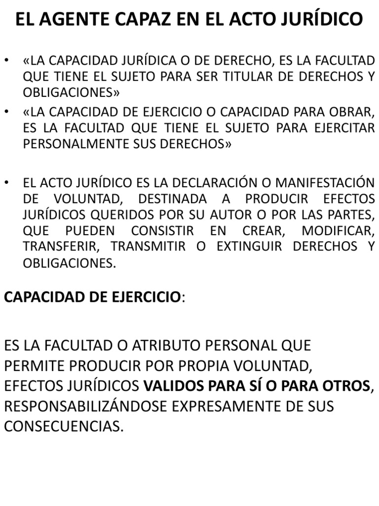 El Agente Capaz en El Acto Jurídico | PDF | Instrumento jurídico ...