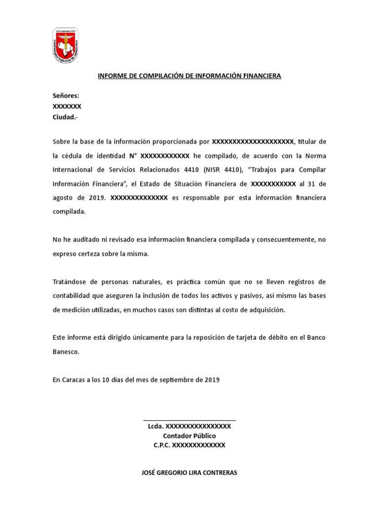 Informe de Balance Personal MODELO | PDF | Industrias de servicio ...