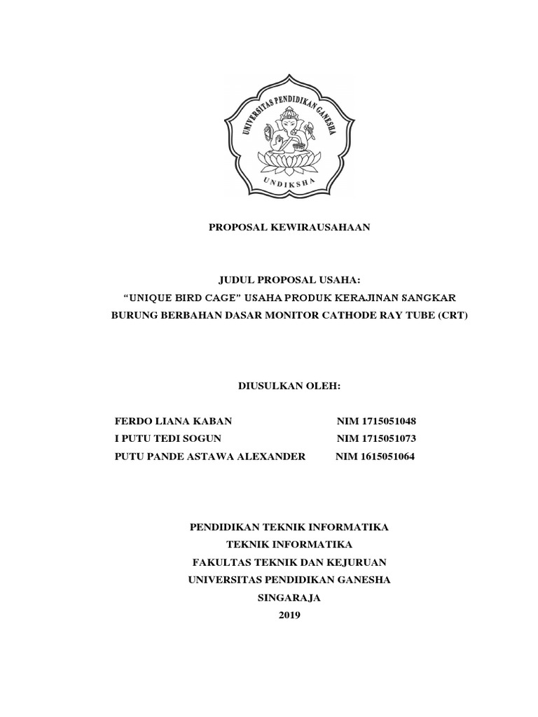 Proposal Usaha Sangkar Burung Unik | PDF