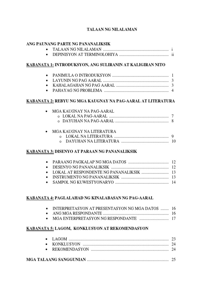 Talaan NG Nilalaman | PDF