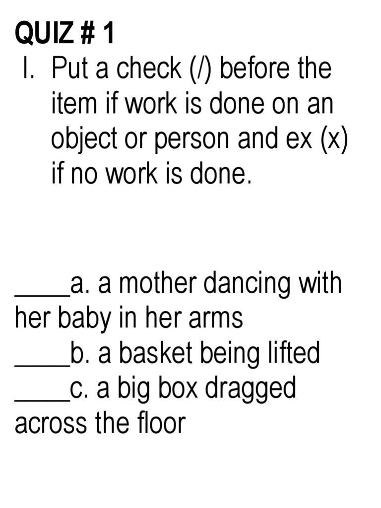 Work and Energy Quiz Questions | PDF