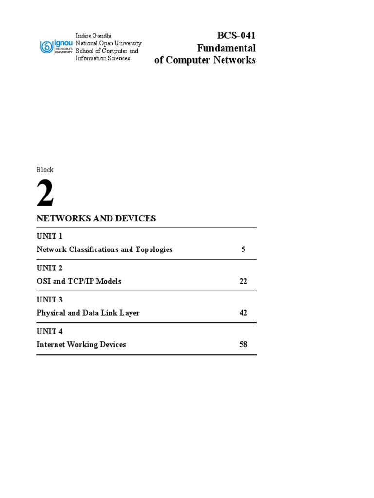 BCS-041 Fundamental of Computer Networks | PDF | Network Topology | Local Area Network