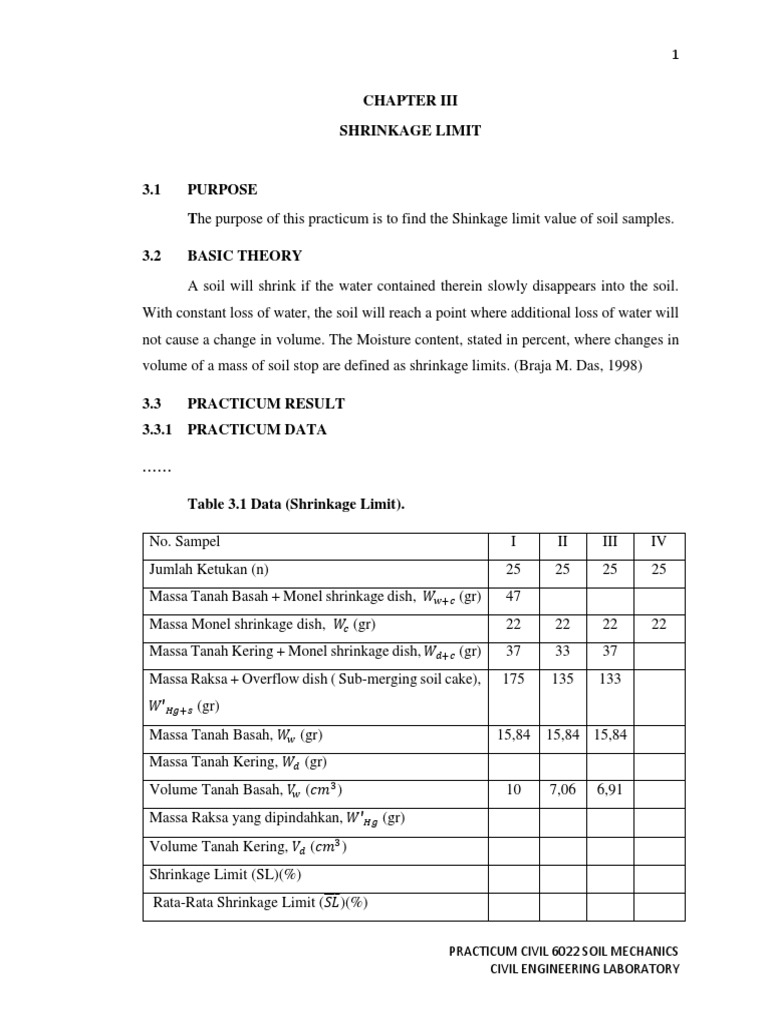 Shrinkage Limit | PDF | Soil Mechanics | Soil