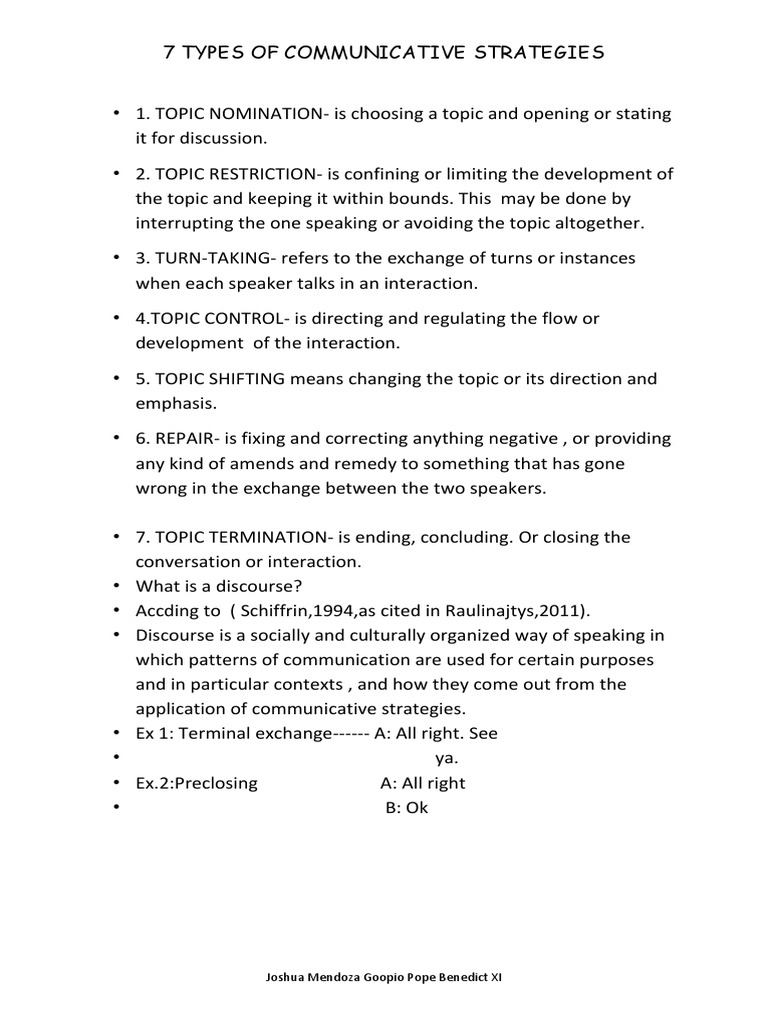 7 Communicative Strategies | PDF