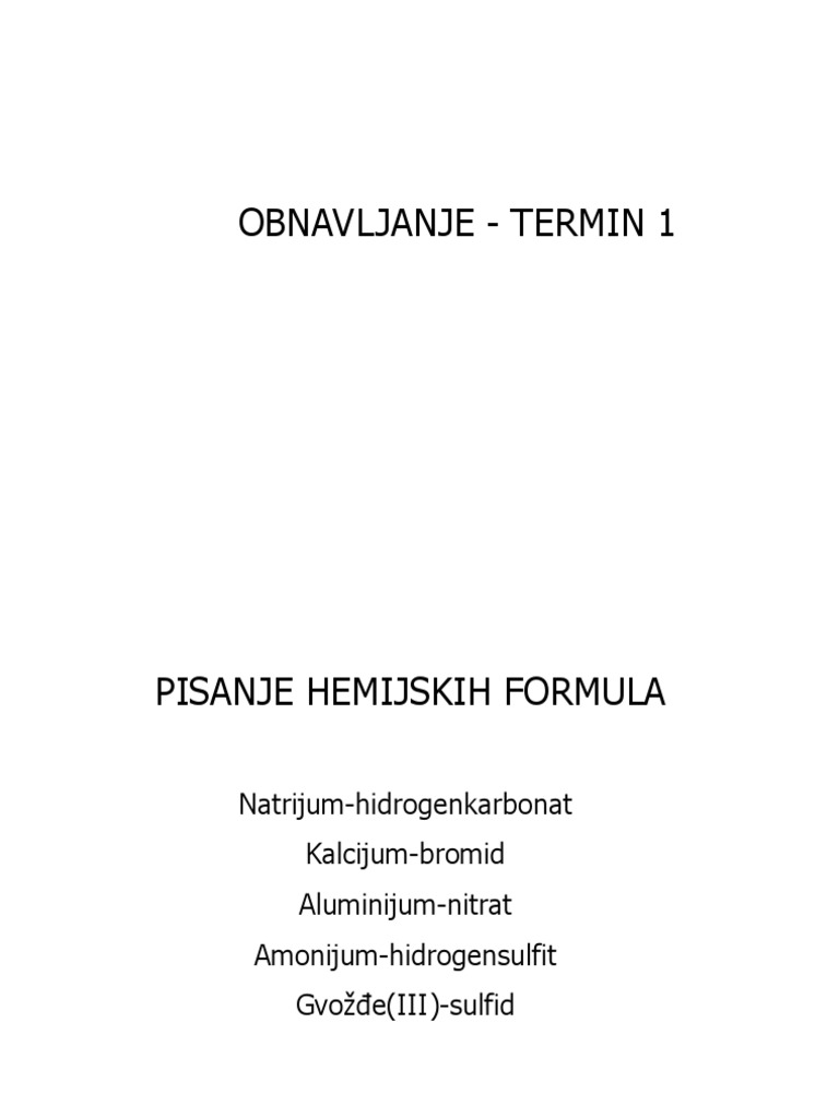 Formule, Nomenklatura, Jedinice - Teorijske Vezbe 1 | PDF
