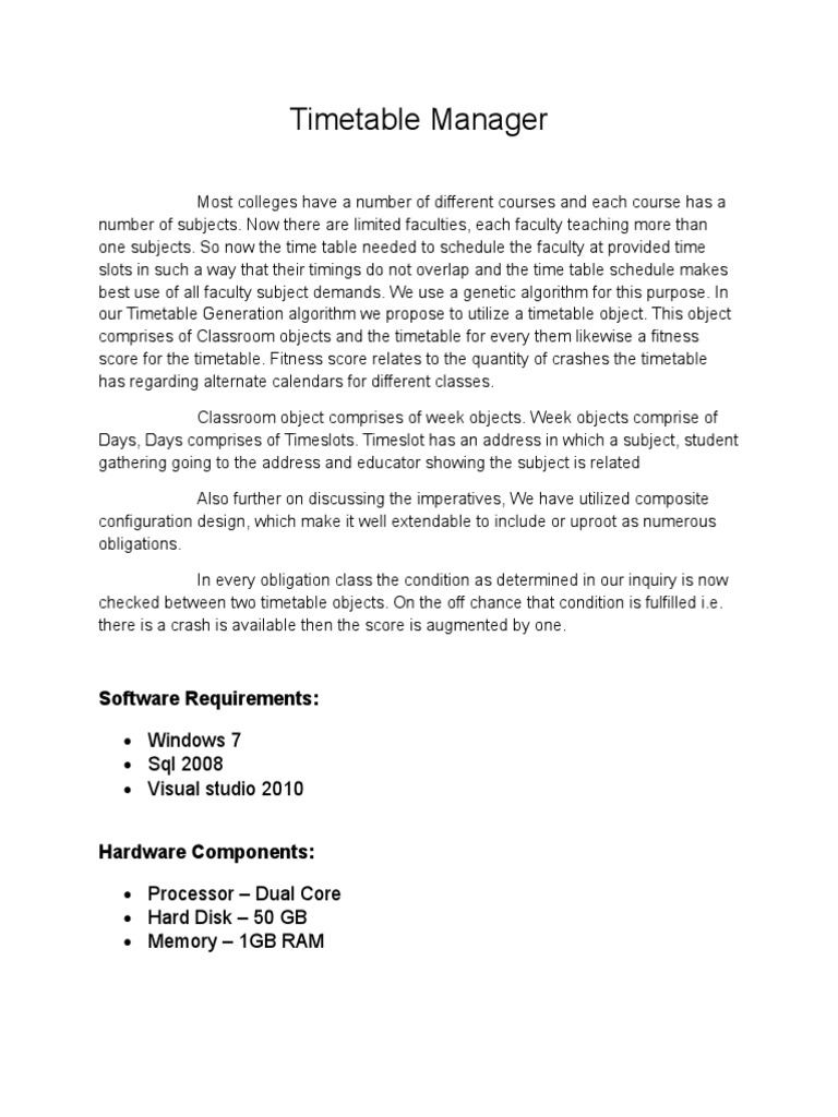 An Automated Timetable Generator Using a Genetic Algorithm and ...