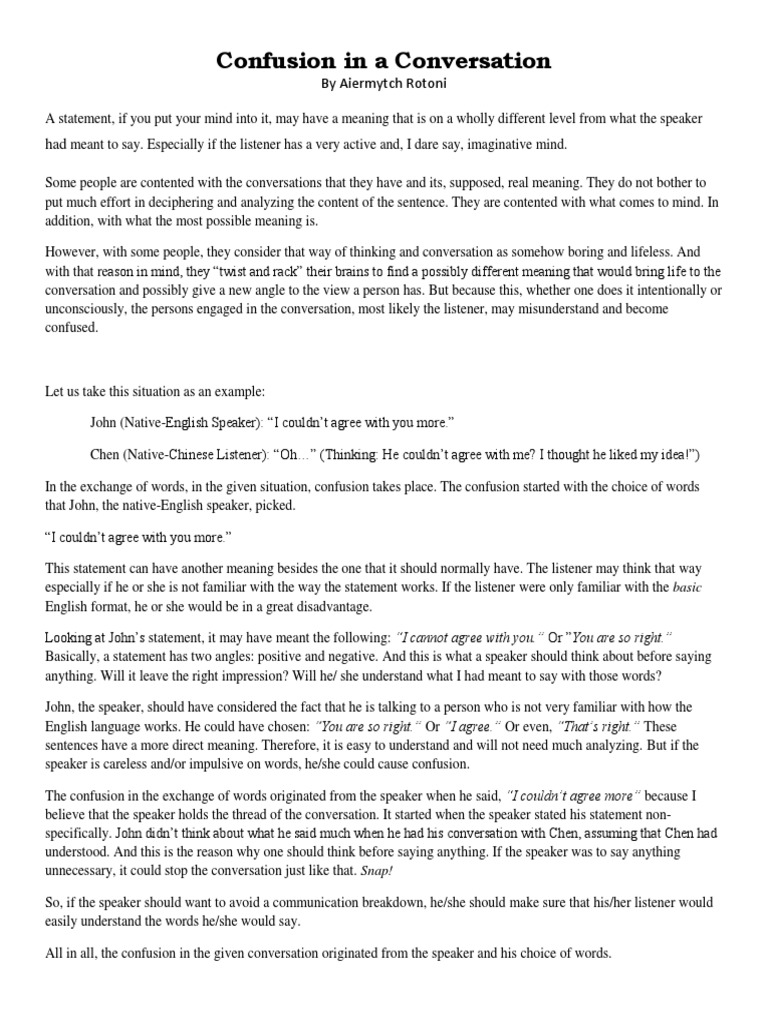 Confusion in A Conversation: by Aiermytch Rotoni | PDF | Conversation ...