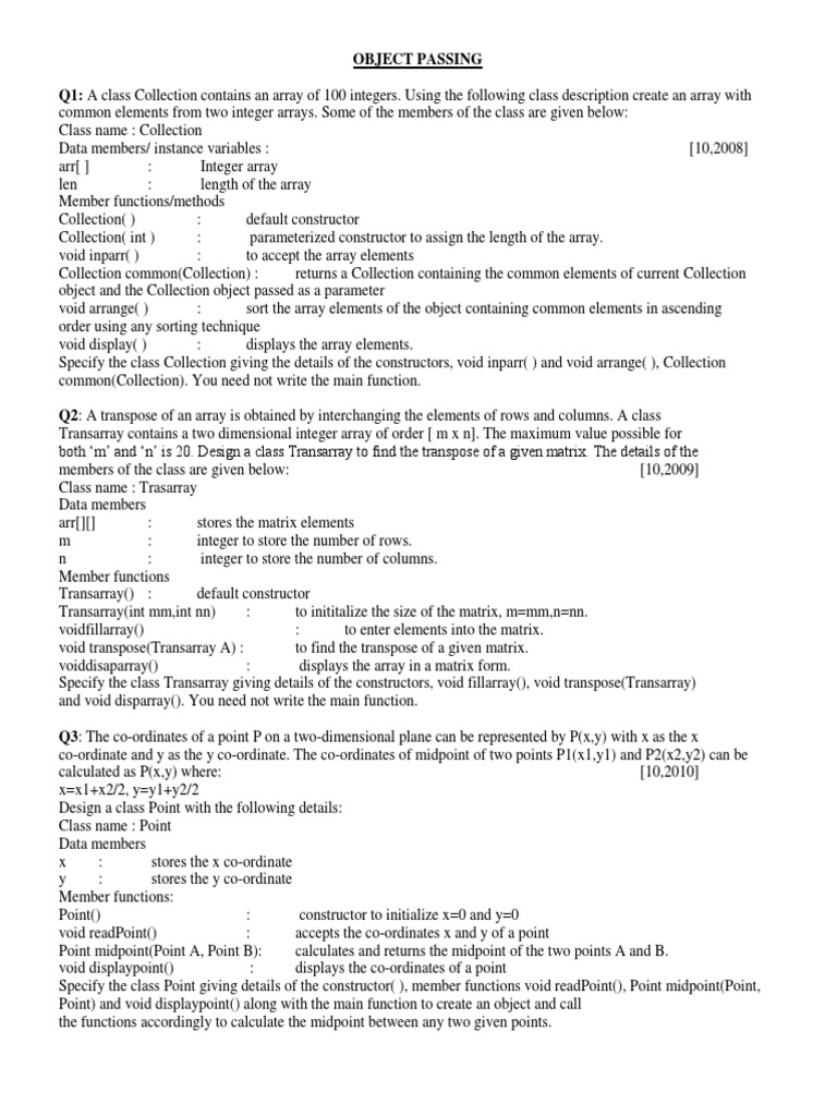 Object Passing Pdf Constructor Object Oriented Programming Programming 