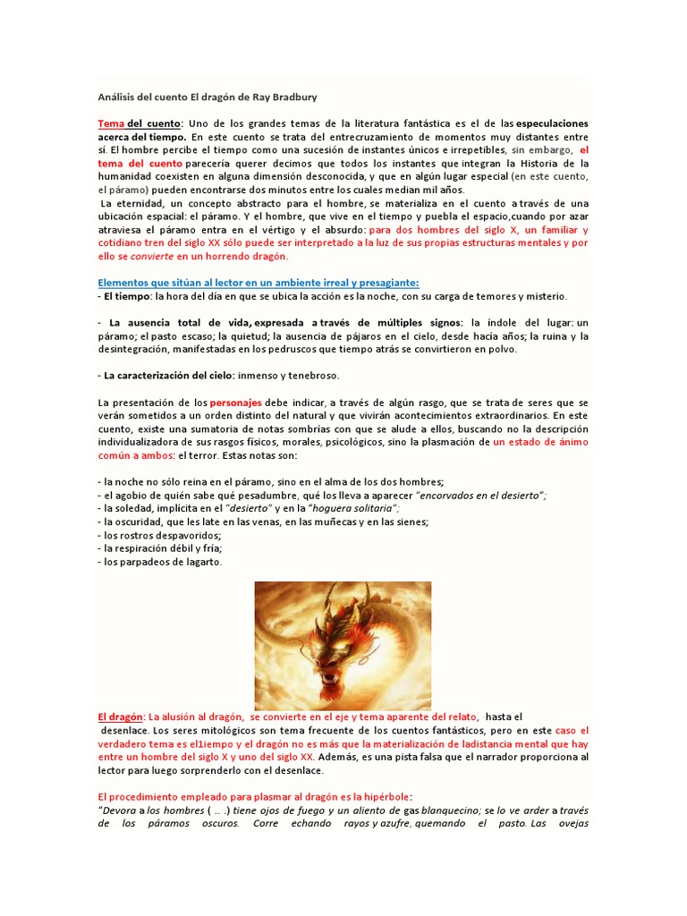 Resumen del cuento El Dragón de Ray Bradbury | Continuar | Fantasía