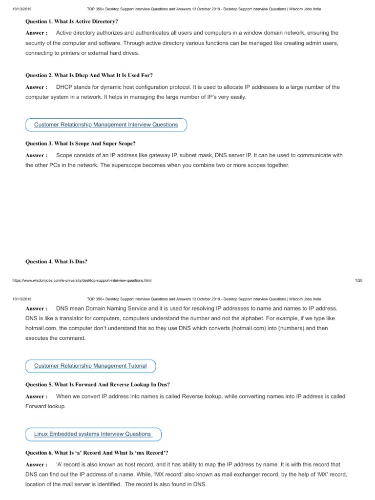 TOP 350+ Desktop Support Interview Questions and Answers 13 October ...