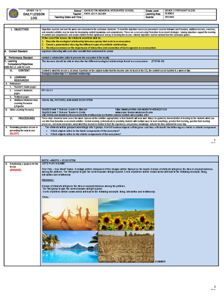 Ecological Relationships in Ecosystems | PDF | Symbiosis | Learning