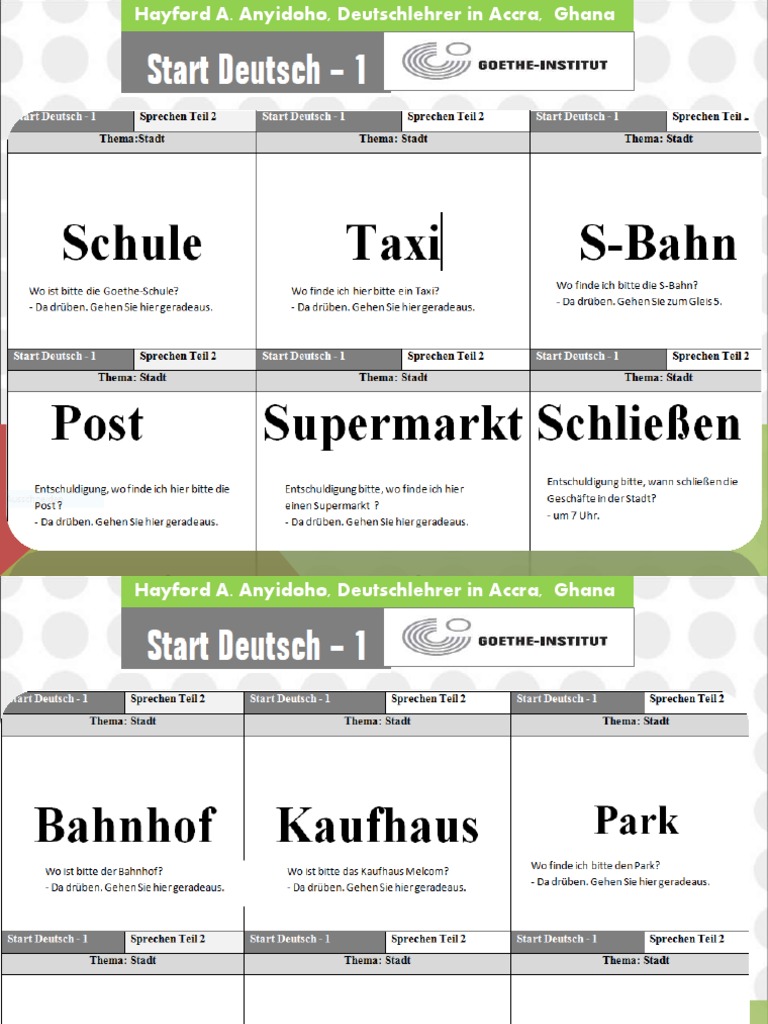 Sprechen Teil 2 Deutsch A1 | PDF