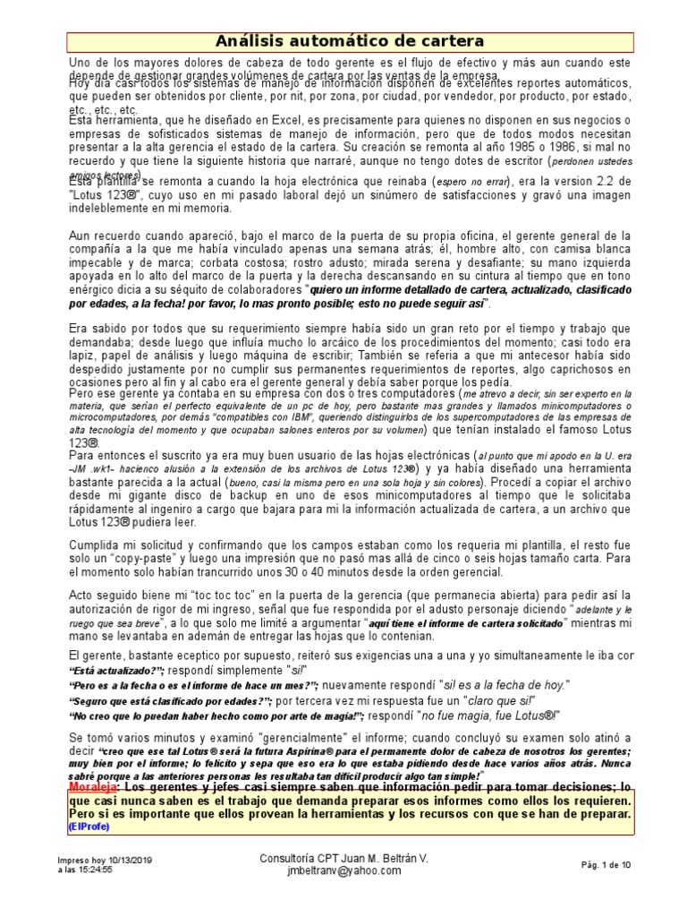 Analisis de Cartera Por Edades | PDF | Archivo de computadora ...