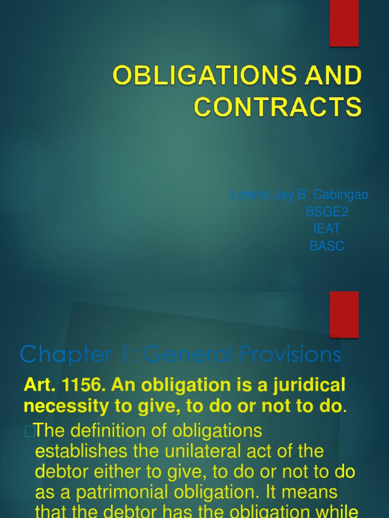 Obligations and Contracts | PDF | Offer And Acceptance | Damages