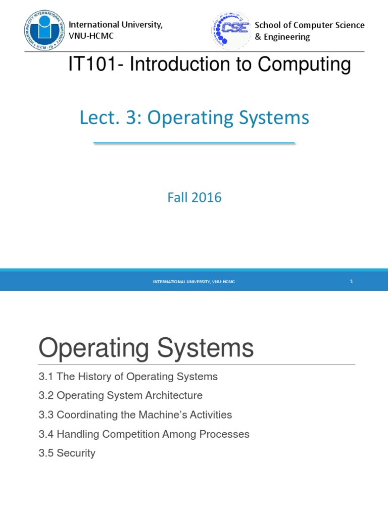 IT101-Introduction To Computing: Lect. 3: Operating Systems | PDF | Shell (Computing ...