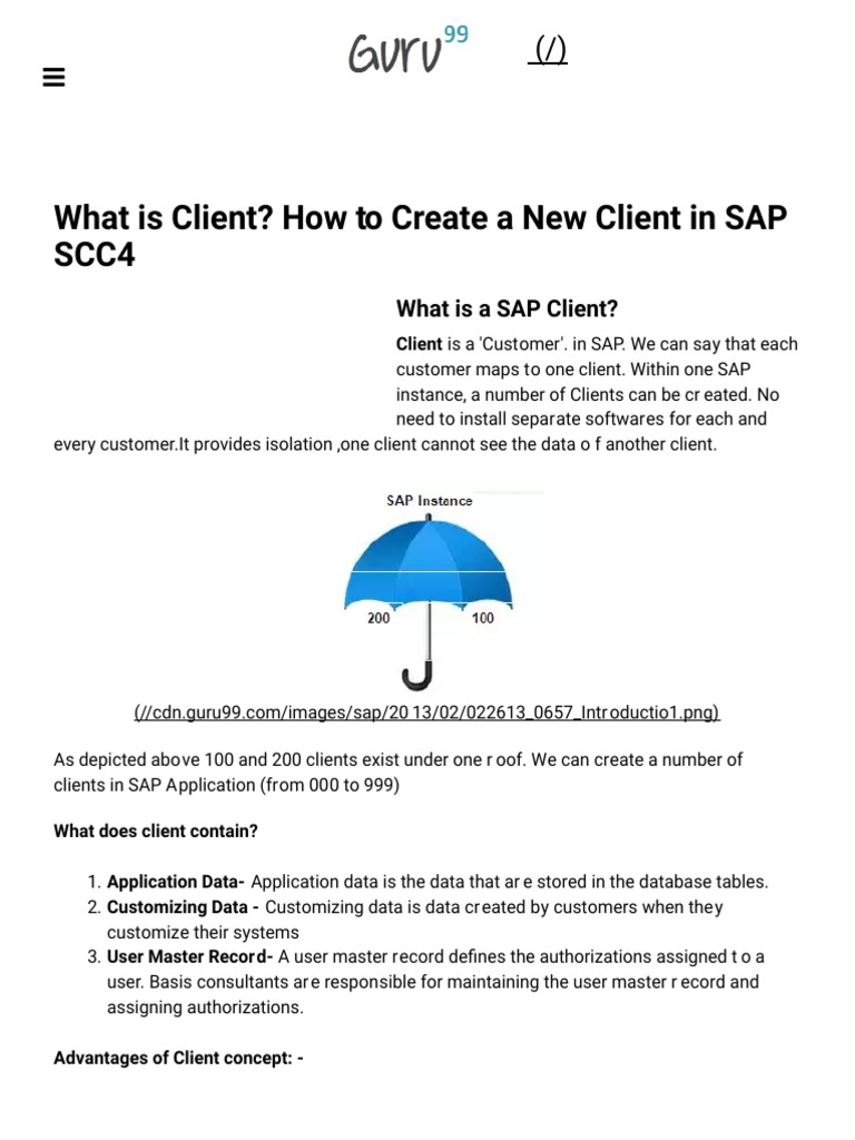 What Is Client? How To Create A New Client in SAP Scc4: Hadoop Beginners | PDF | Sap Se | Databases