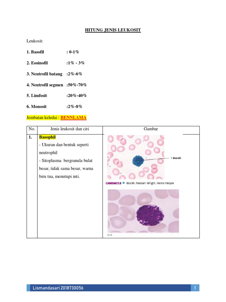 Jenis Leukosit dan Ciri Khasnya | PDF