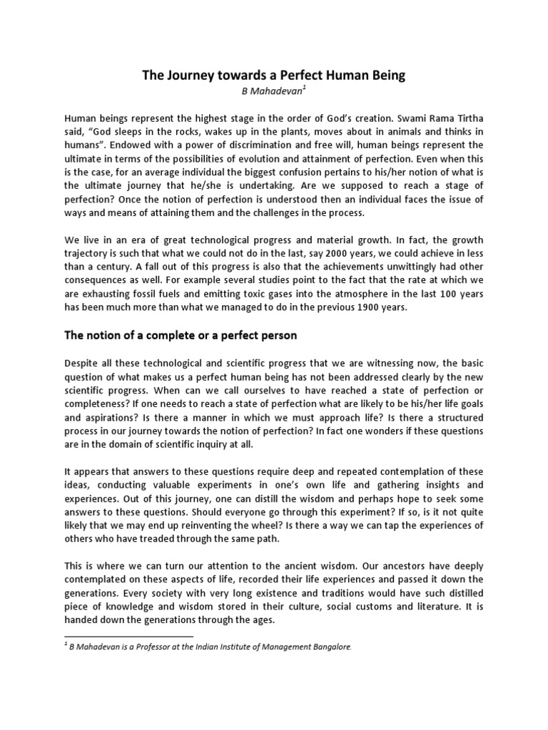 The Journey Towards A Perfect Human Being | PDF | Contentment | Moksha