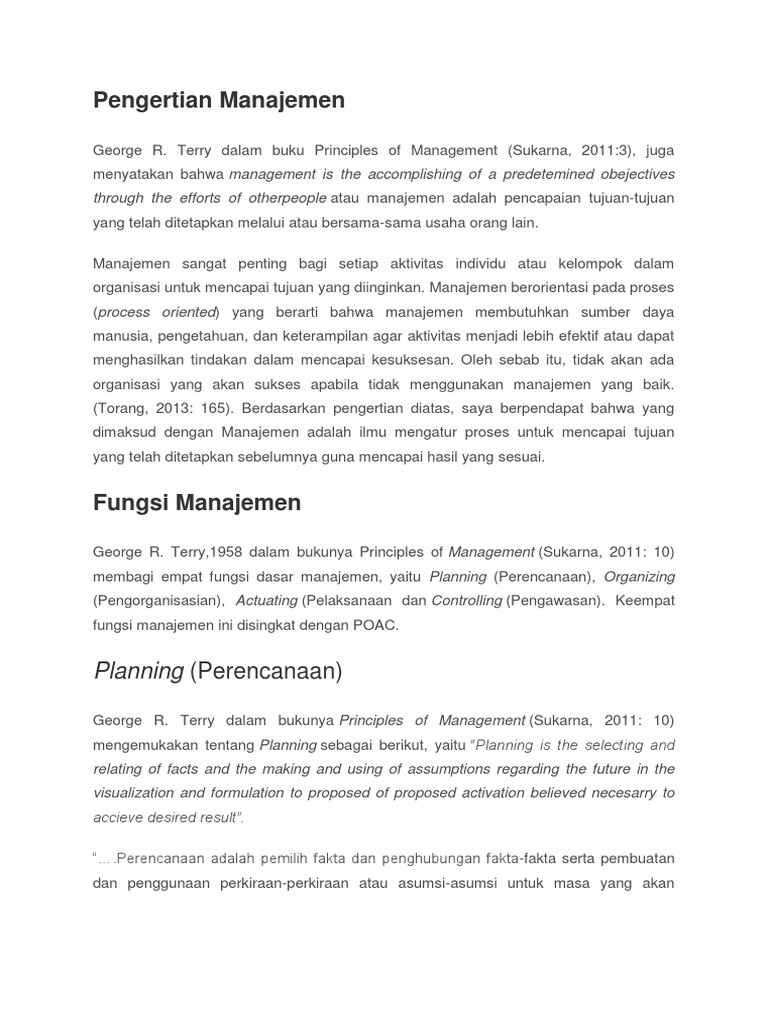 Teori Manajemen Menurut George R Terry | PDF
