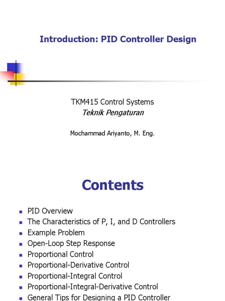 Introduction: PID Controller Design: TKM415 Control Systems | PDF | Control System | Control Theory