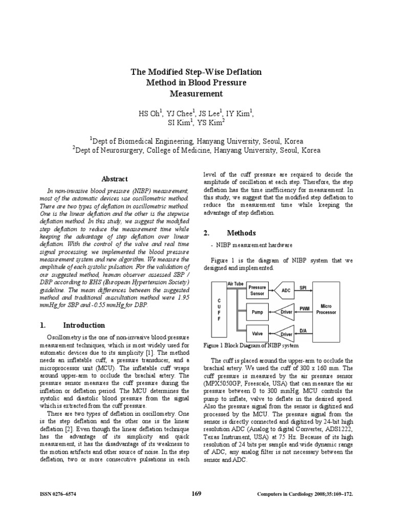 The Modified Step-Wise Deflation Method in Blood Pressure Measurement | PDF | Blood Pressure ...