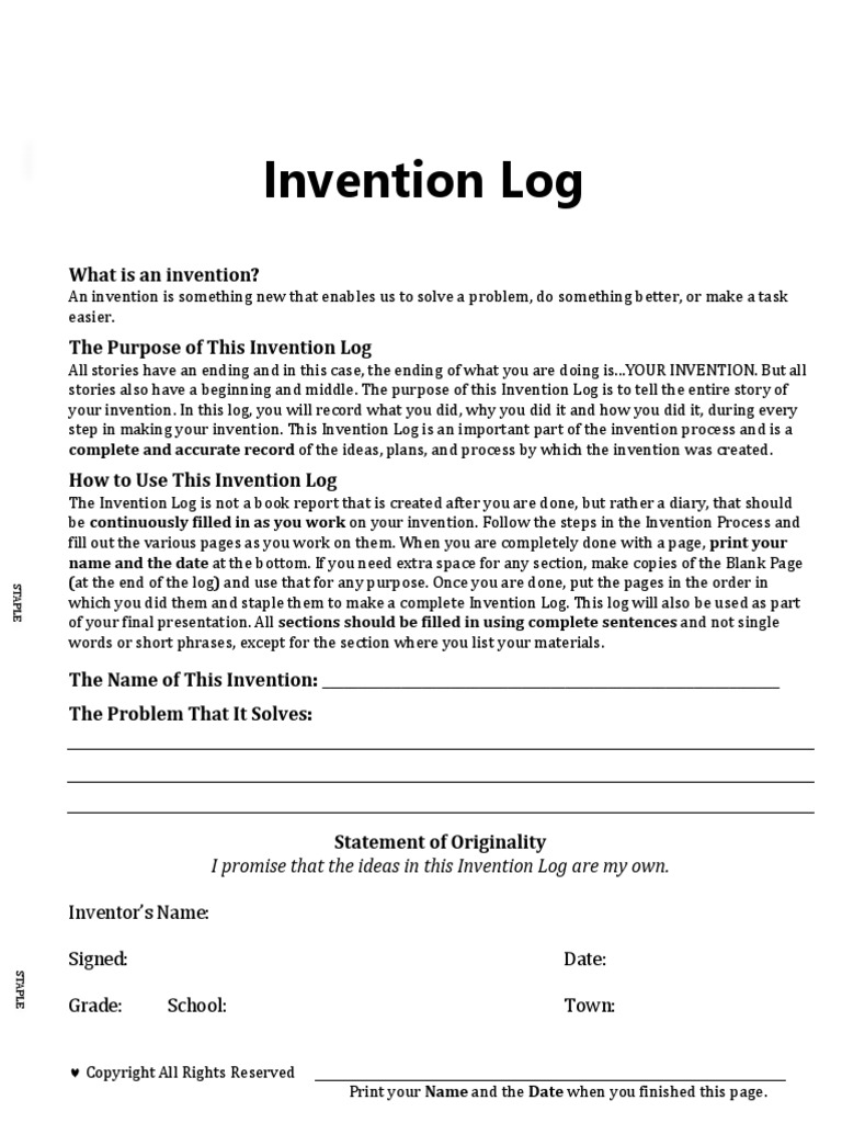 Invention Log: What Is An Invention? | PDF | Invention | Design