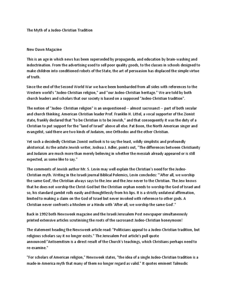 The Myth of a Judeo-Christian Tradition.docx | Pharisees | Bible | Free ...
