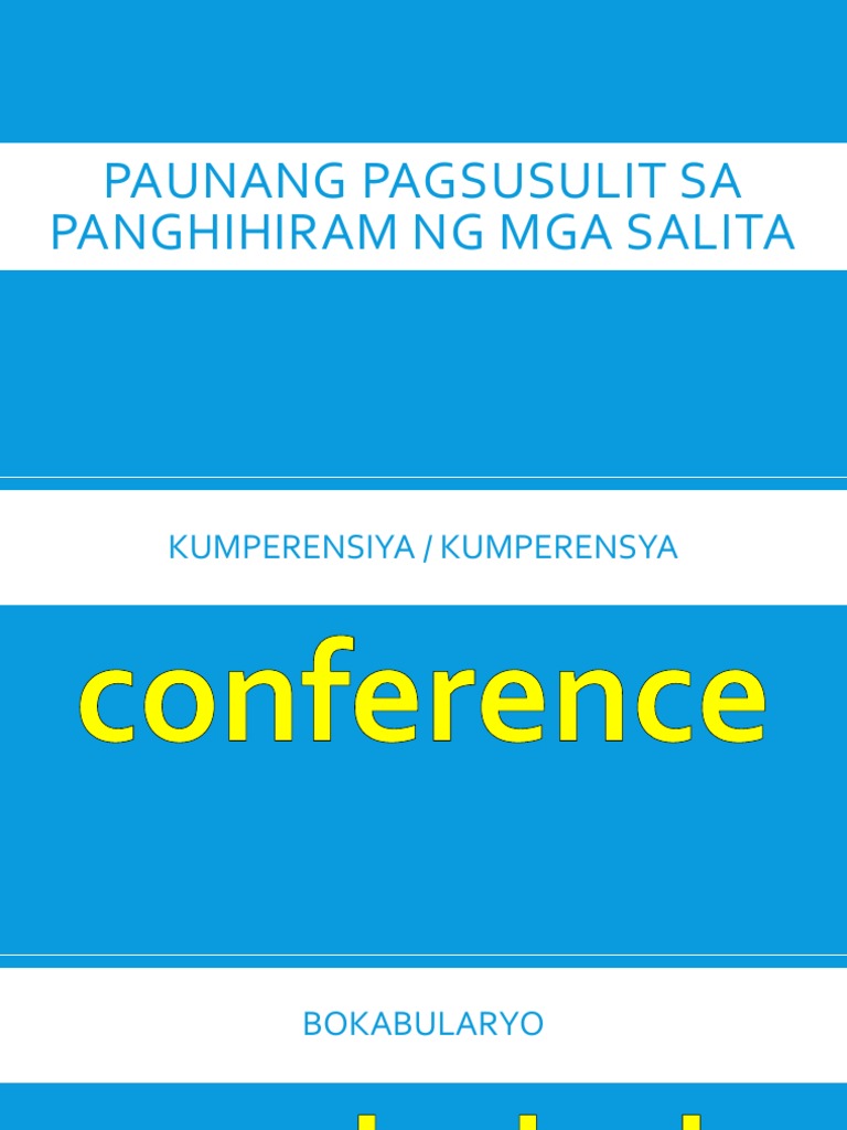 Paunang Pagsusulit Sa Panghihiram NG Mga Salita | PDF