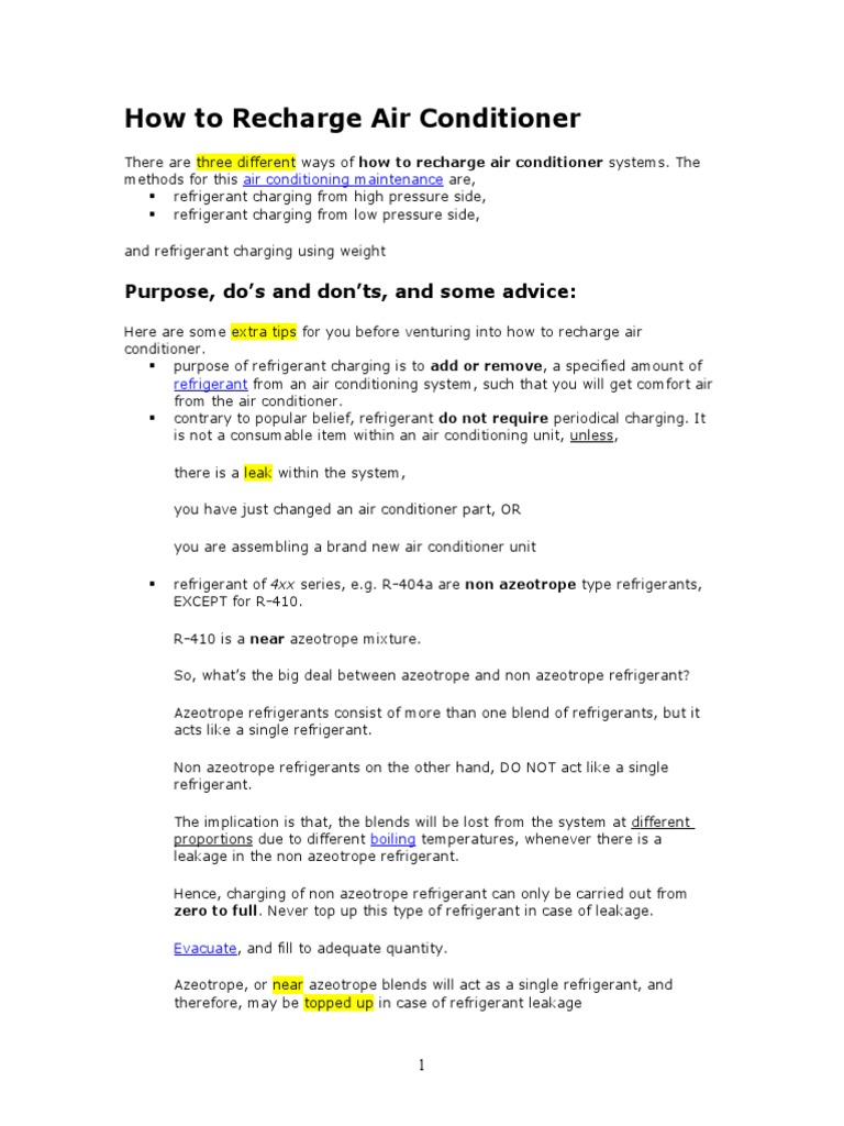 How To Recharge Air Conditioner: Purpose, Do's and Don'ts, and Some ...