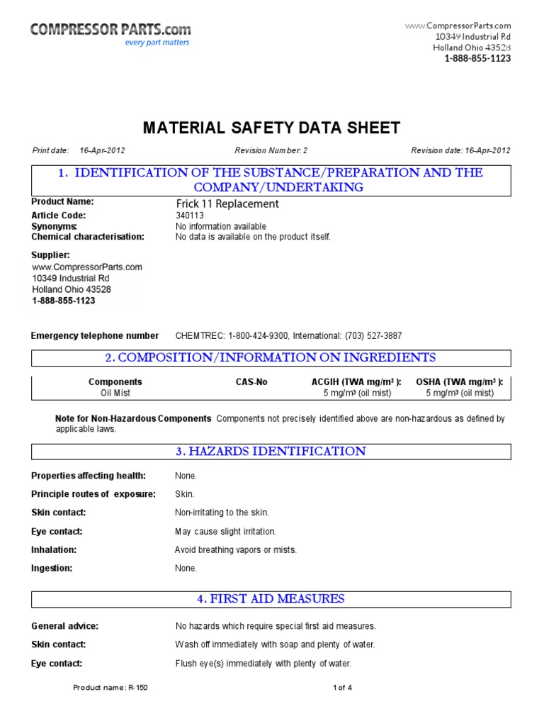 Frick 55 Gallon Refrigeration Oil 11 | PDF | Firefighting | Personal ...