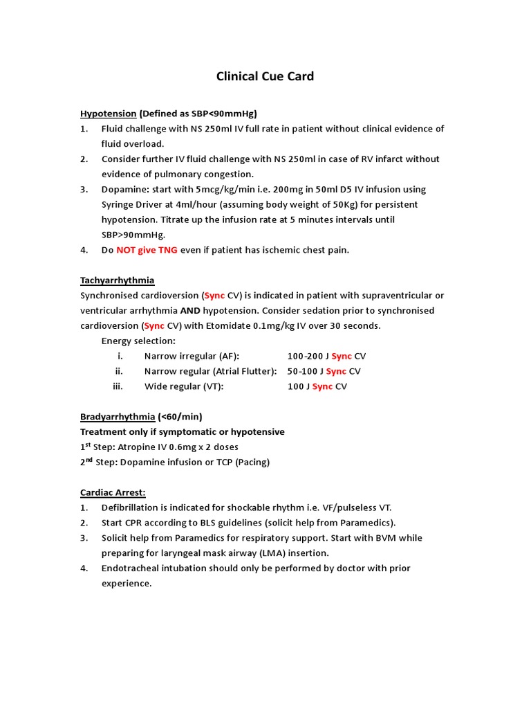 Emergency Cue Card - 20181030 | PDF